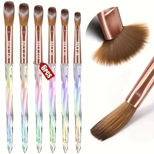 6pce Acrylic Brush Set – Ur Nail Shop – Nail Product Supplies in Port ...